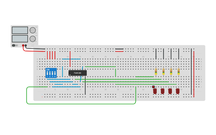 Circuit design Binary to Gray Code Converter - Tinkercad