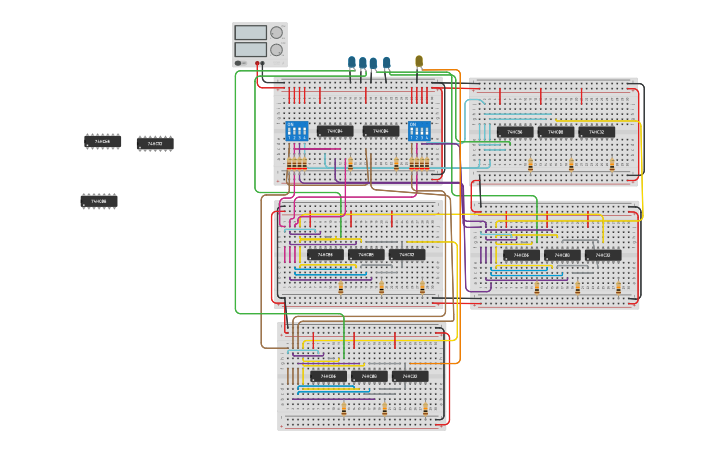Circuit design Restador de 4 Bits v2 | Tinkercad