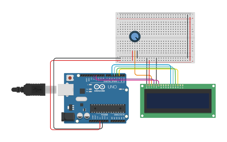 Circuit design B.Liquid crystal Autoscroll - Tinkercad Circuit design B.Liquid crystal Autoscroll - Tinkercad