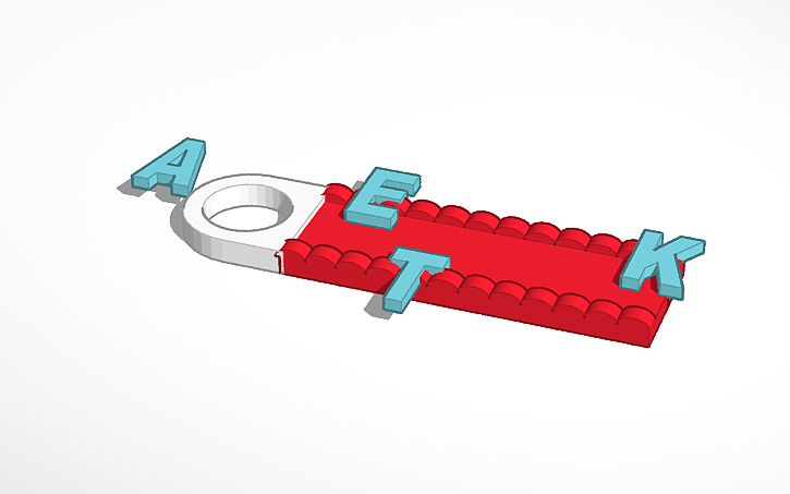 3D design Lesson: Key ring, letters! result - Tinkercad