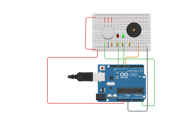 Circuit Design Gas Alarm Buzzer Tinkercad