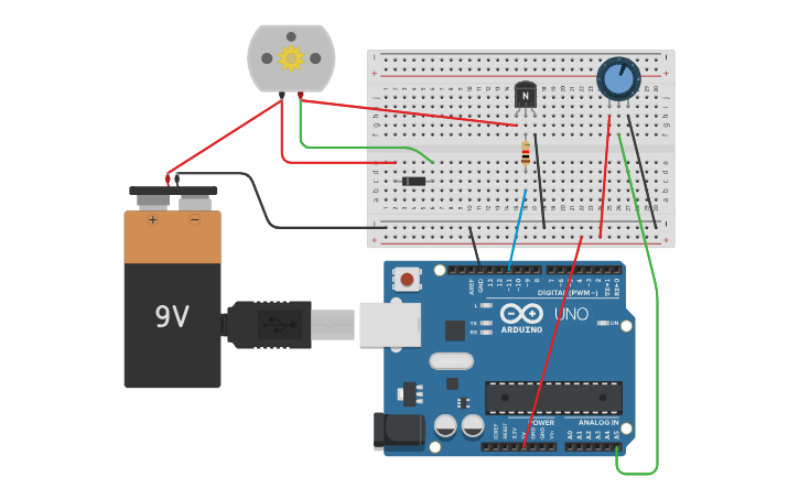 Circuit design Control Motor PWM - Tinkercad