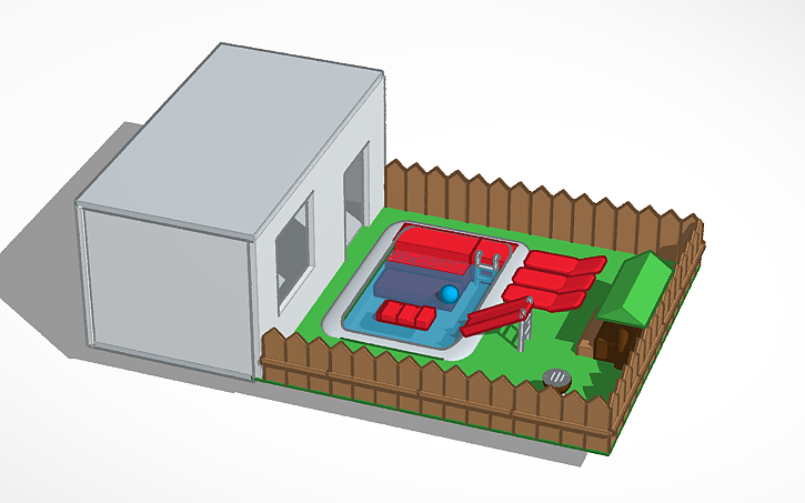 3D design Patio con alberca_Eduardo Santos Pavón - Tinkercad