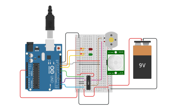 Circuit design Puerta automatizada - Tinkercad