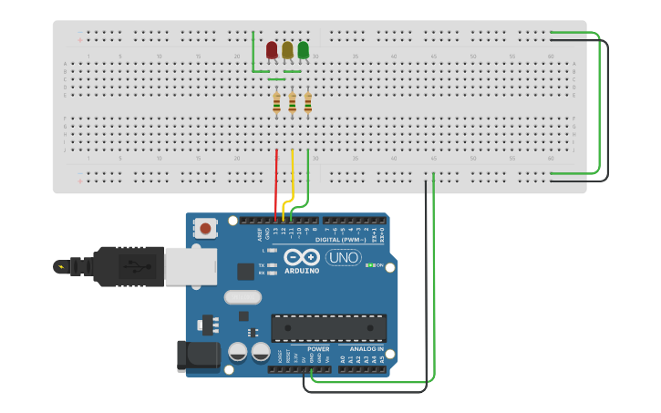 Circuit design SEMÁFORO COM ARDUINO - Tinkercad