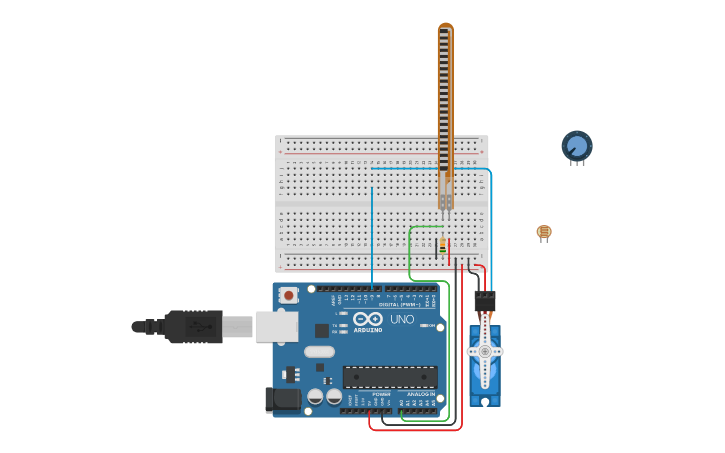 Circuit design Control a Servo with Variable Resistors - Tinkercad