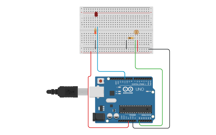 Circuit Design Practica 3 Arduino Sensor De Luz Tinkercad