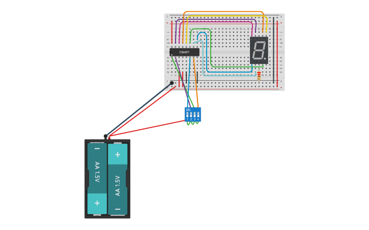 Circuit design Display de 7 segmentos + CI 4511 - Tinkercad Circuit design Display de 7 segmentos + CI 4511 - Tinkercad