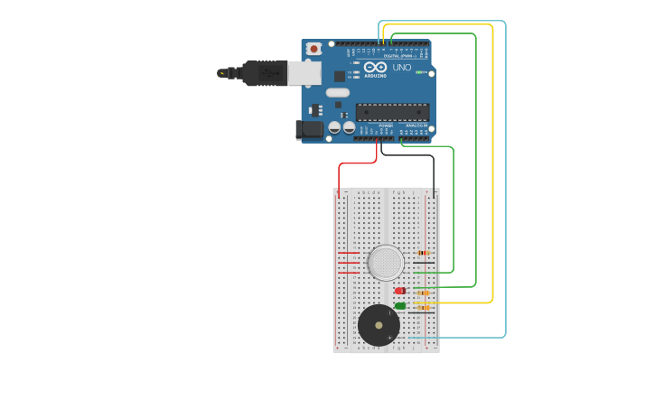 Circuit design Sensor de gas - Tinkercad