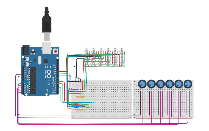 Circuit design disco lights (LED) - Tinkercad