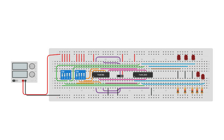 Circuit Design 4 Bit Binary Adder Subtractor Tinkercad