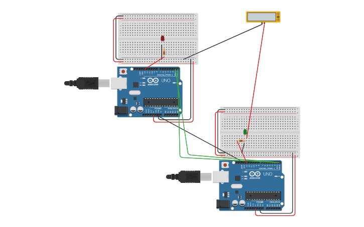 Circuit design comunicação arduino | Tinkercad