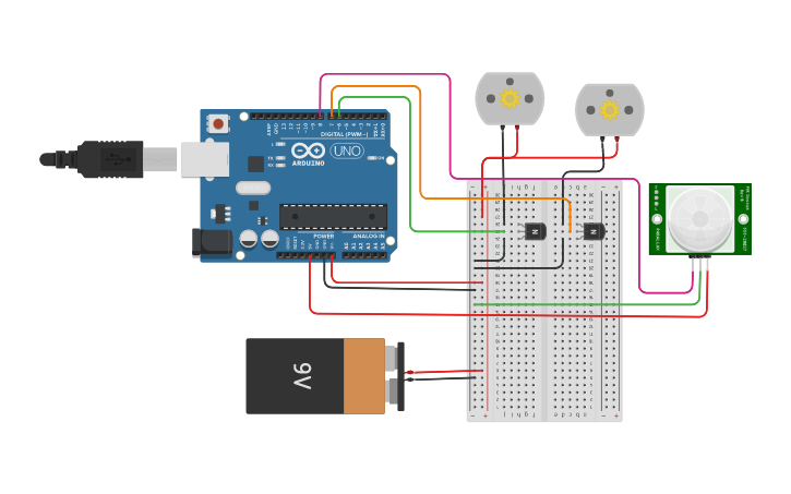 Circuit design commande d'un moteur à CC avec arduino - Tinkercad