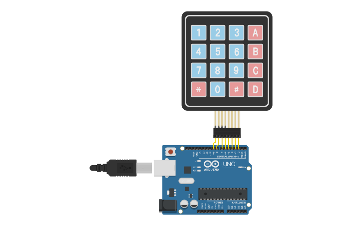 Circuit design Teclado matricial con Arduino - Tinkercad