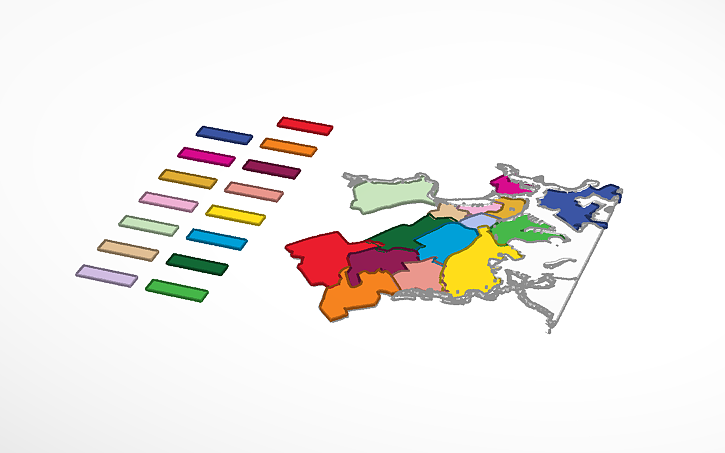 3D design New Mission Neighborhoods Map - Tinkercad