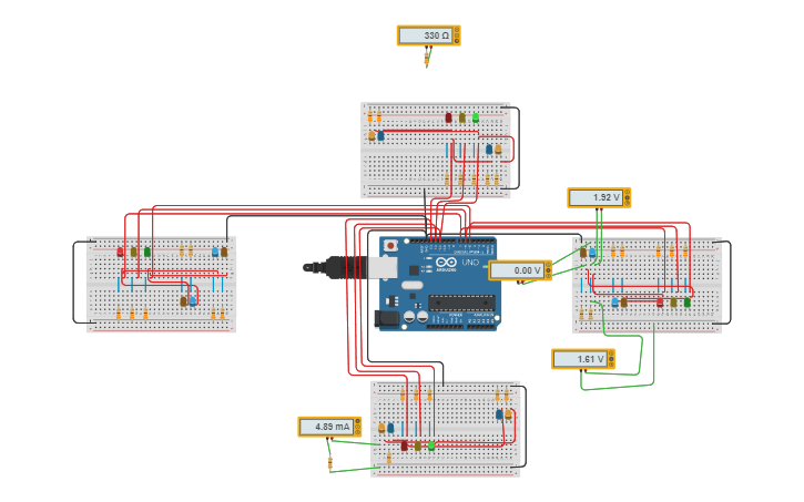 Circuit design Intersection traffic signal Assignment | Tinkercad