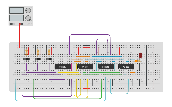 Circuit design AST 122 - CANDOL - BIT I-2 - MOD 01 - DECODER USING LED - Tinkercad