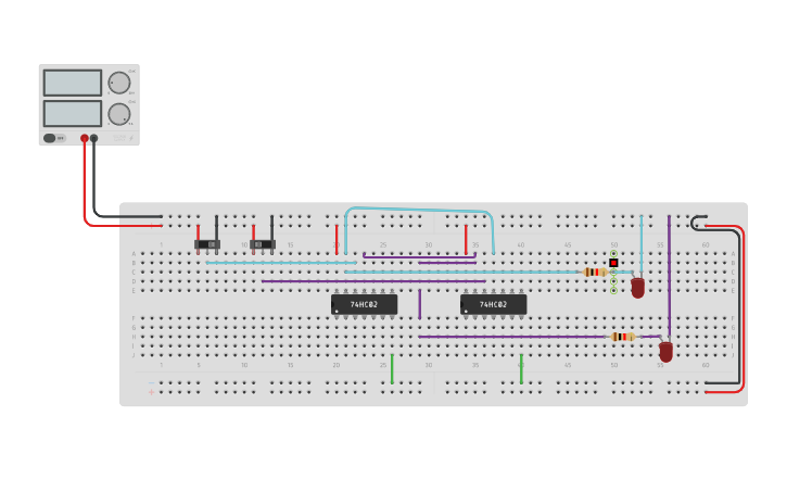 Circuit design sr nor latch | Tinkercad