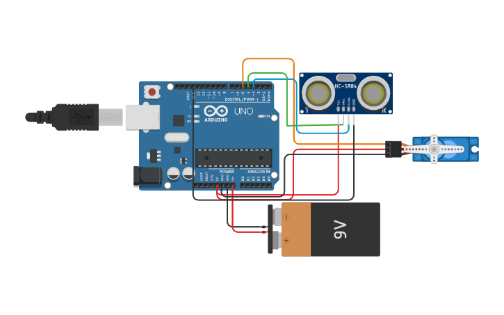 Circuit design Smart Dustbin - Tinkercad