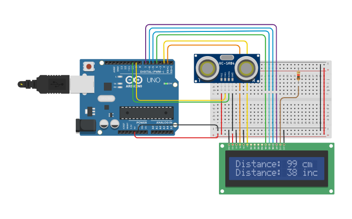 Circuit Design Interfacing Ultrasonic Sensor With Arduino Tinkercad