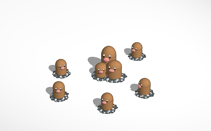 3D design Diglet Dig, Diglet dig, Trio, Trio, Trio! - Tinkercad