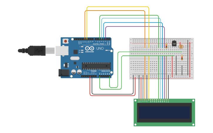 Circuit design sensor de luminosidade - Tinkercad