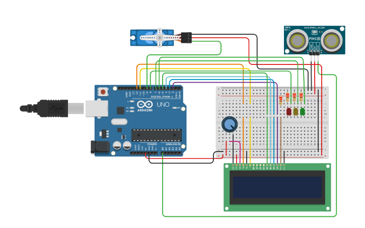 Circuit Design Obstacle Avoidance Robot Tinkercad