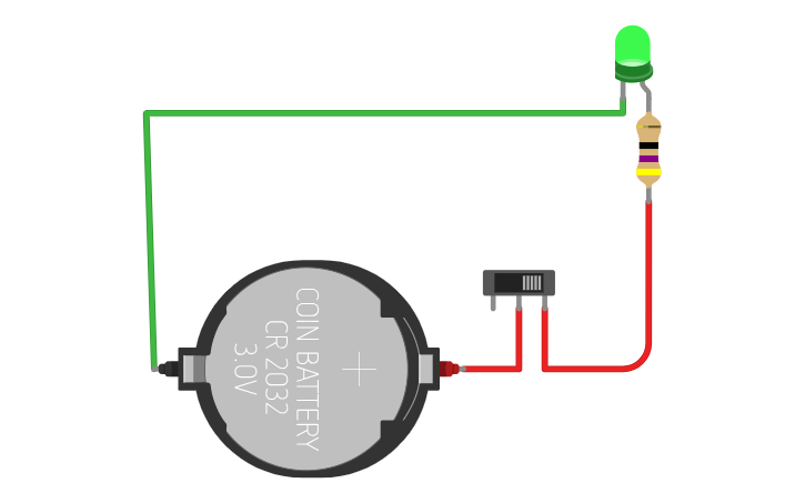 Circuit Design Led With Slide Switch And 3v Coin Battery Tinkercad