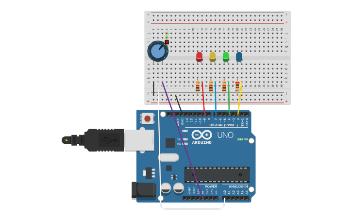 Circuit Design Copy Of Leds And Potentiometer Tinkercad