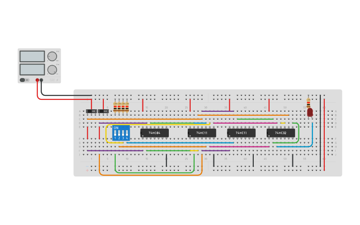 Circuit design 4x1 MUX - Tinkercad