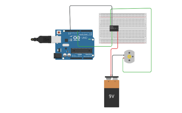 Circuit design 1.dc motor using relay - Tinkercad