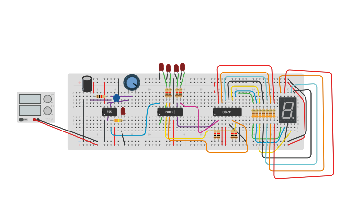 Circuit design Binario a Decimal - Tinkercad