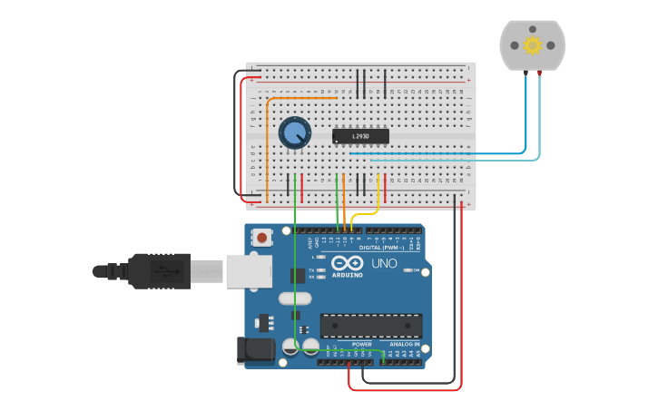 Circuit design moteur pas à pas - Tinkercad