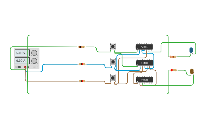 Circuit design one bit full adder - Tinkercad