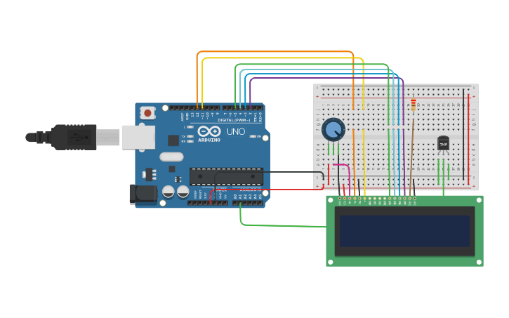 Circuit design Expt 3-LCD Display - Temperature | Tinkercad