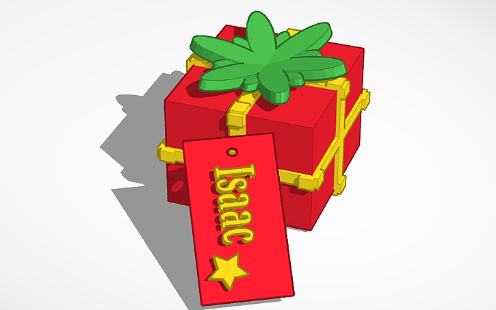 3D design tag with present - Tinkercad