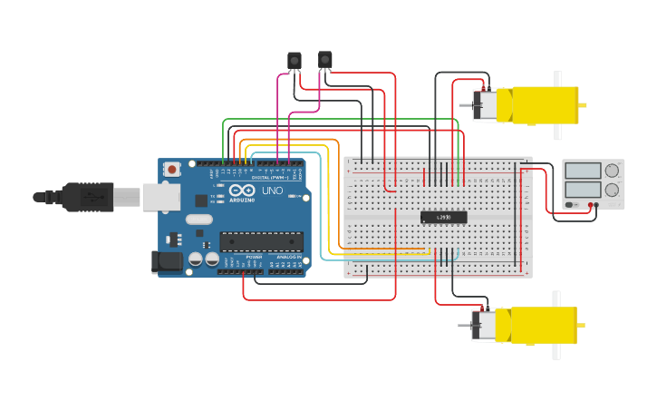 Circuit design Line follower - Tinkercad