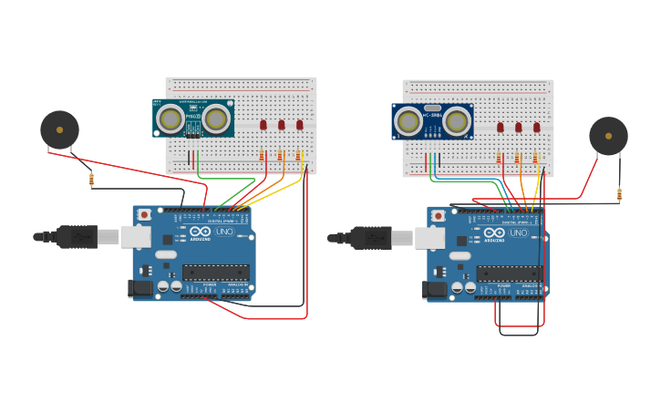 Circuit Design Ultrasonic Distance Sensor Led And Buzzer For Motion