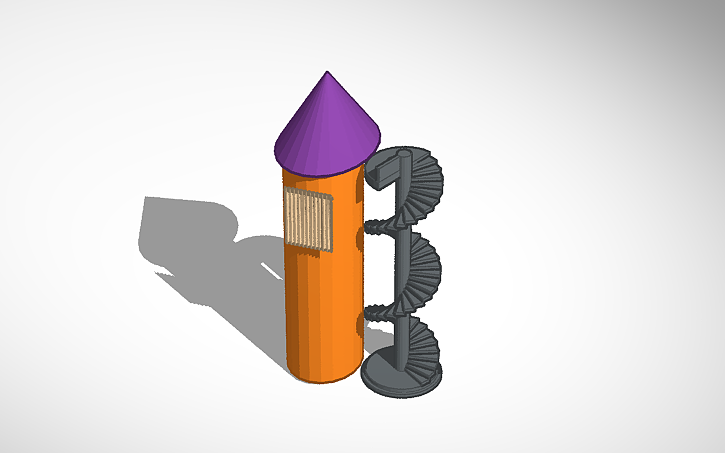 3d Design Locked Tower With Spiral Staircase Tinkercad