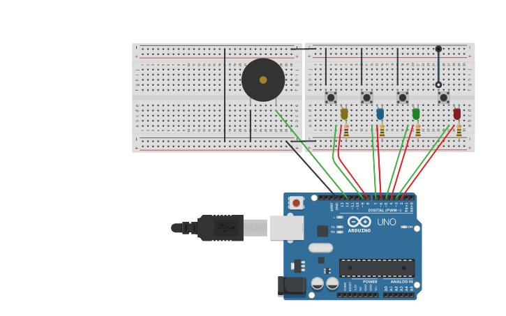 Circuit design Jogo Memória GENIUS | Tinkercad