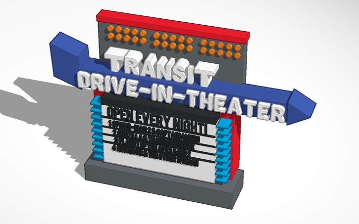 3D design Drive-In Theater Sign - Tinkercad