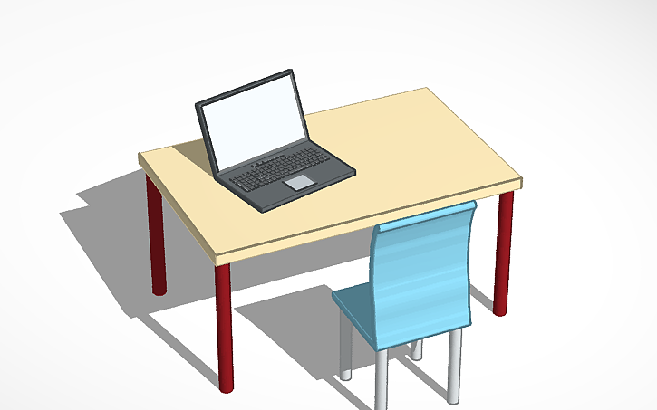 3D design DESK & CHAIR - Tinkercad