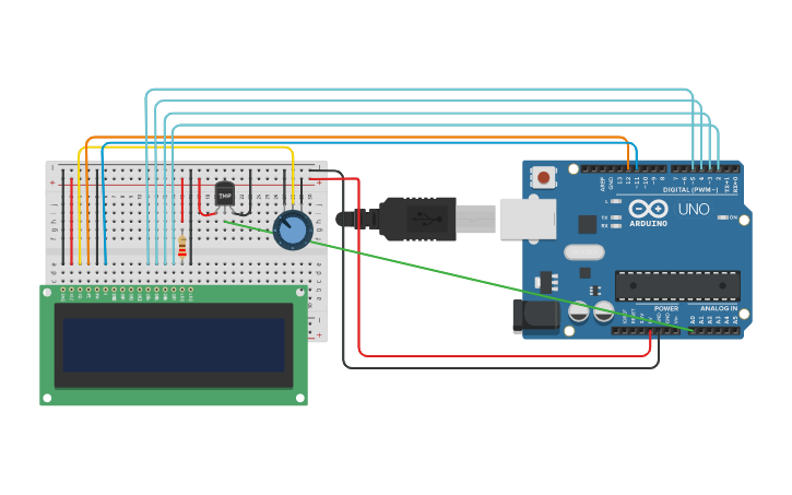 Circuit design Projeto 6 - LCD | Tinkercad