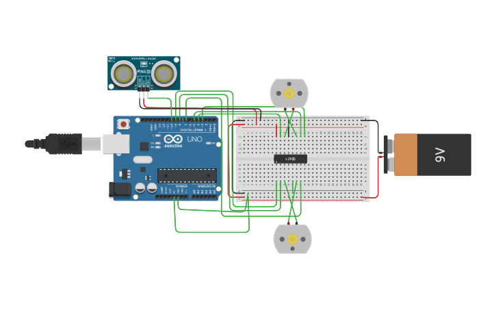 Circuit Design Obstacle Avoidance Robot Tinkercad