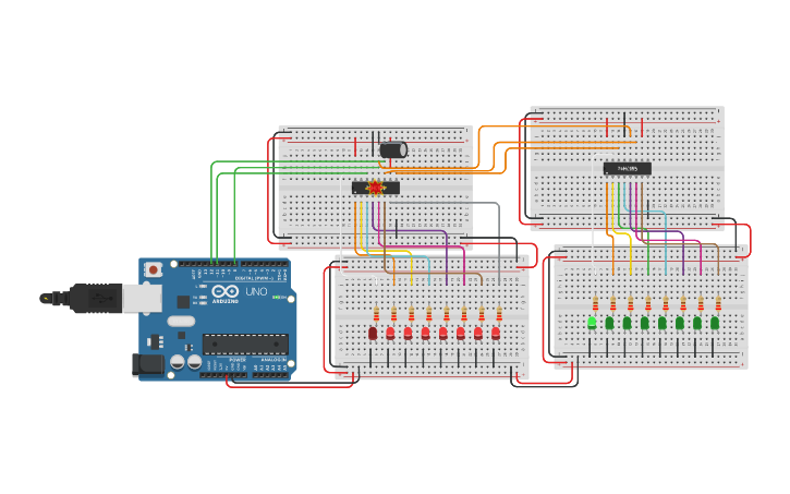 Circuit design DUAL BINARY COUNTERS(ACT4.1) - Tinkercad