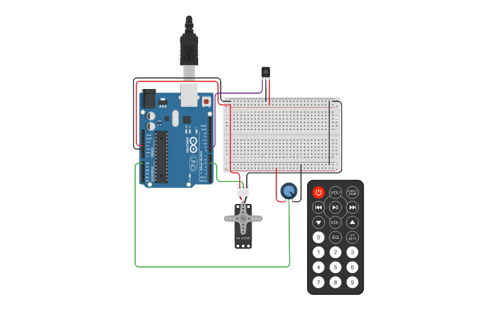 Circuit Design Servo Potentiometer Ir Remote Tinkercad