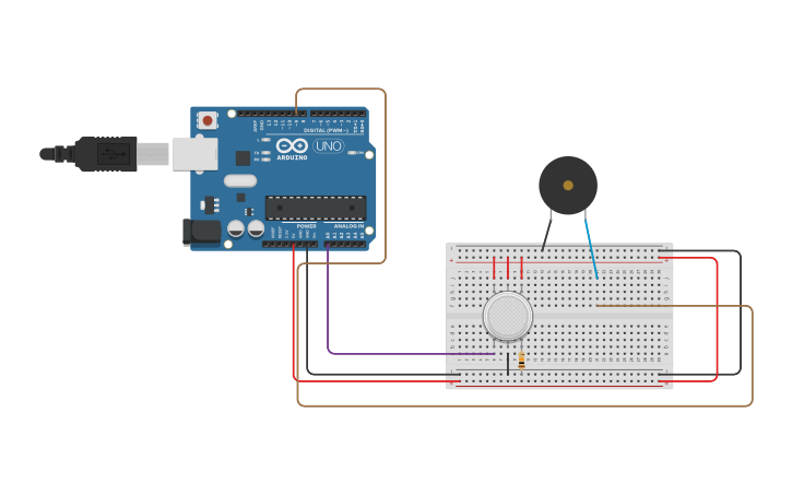 Circuit design Gas Sensor - Tinkercad