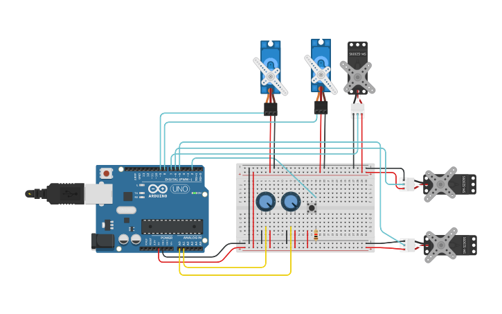 Circuit design Robotika_Tugas_Modul 5 | Tinkercad