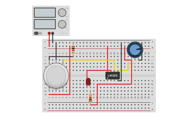 Circuit design Smoke Alarm - Tinkercad