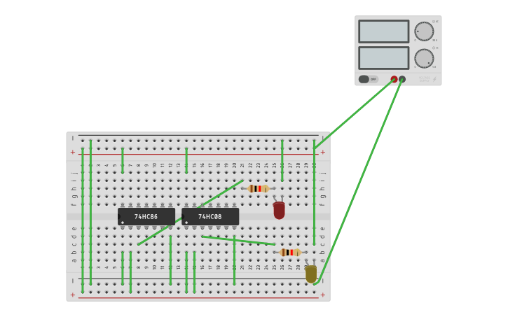 Circuit Design Half Adder Tinkercad